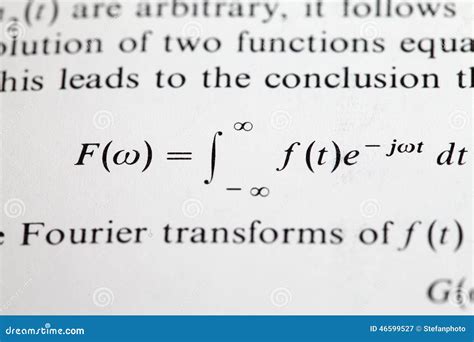 The Fourier Transform Formula Stock Image Image Of Function Equation 46599527
