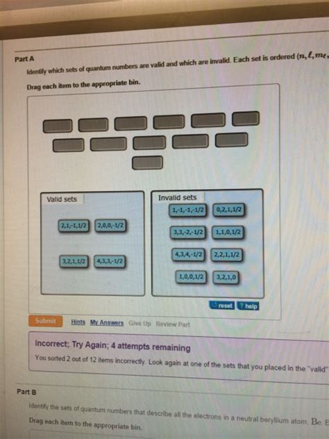 solved part a identify which sets of quantum numbers are