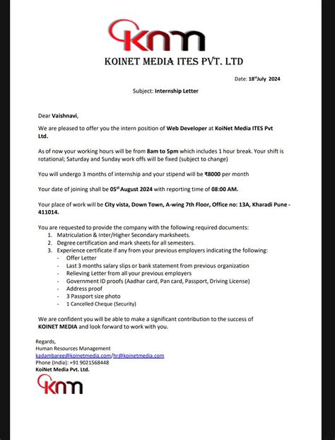 vaishnavi a on linkedin internship koinetmedia newopportunities