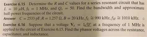 Solved Exercise 6 15 Determine The R And C Values For A Chegg Com