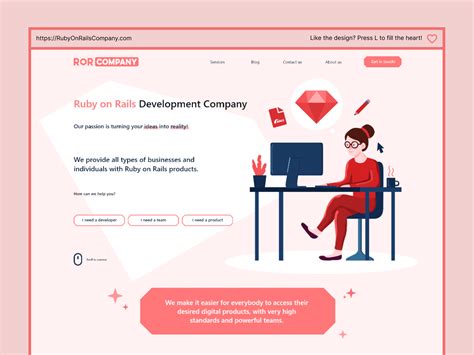 ruby on rails company landing page ui ux by nara r on dribbble