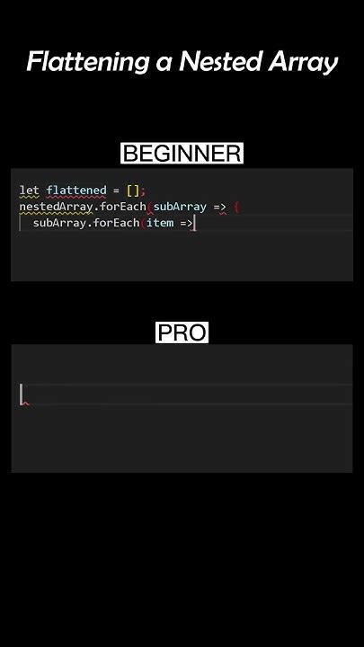 Beginner😅 Vs Pro😎 Flatten Arrays📂 Javascript Programming Coding