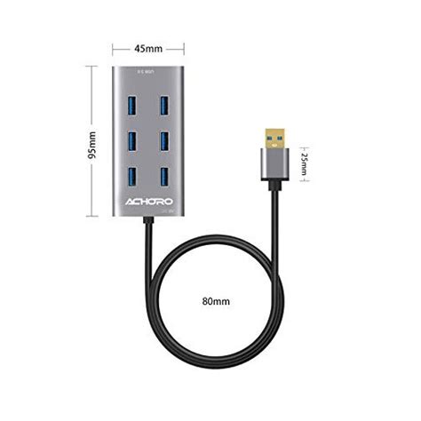 Snagshout Achoro Ports USB Hub Mechanism Aluminum Housing Seven Ports Data Transfer