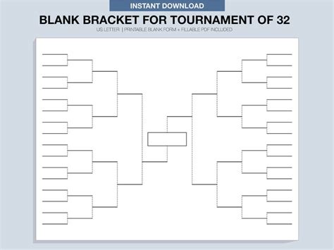 Printable Tournament Bracket Single Elimination Fillable Pdf Etsy
