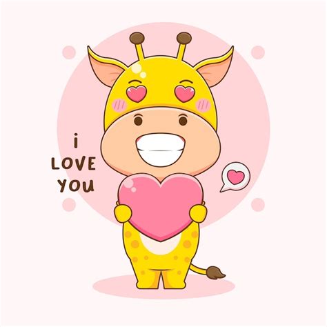 Premium Vector Cartoon Illustration Of Cute Giraffe With Love