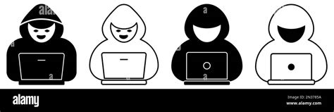 Computer Hacker With Laptop Icon Vector Illustration Isolated On White