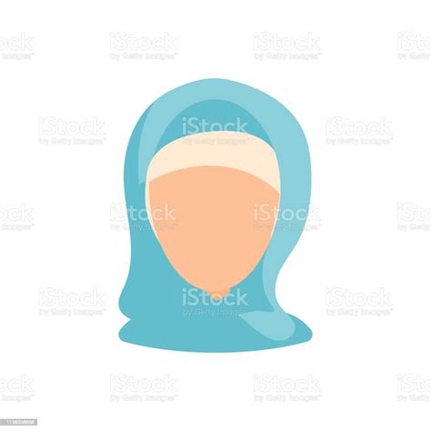 여성 사용자 아바타 프로필 사진 아이콘입니다 흰색 바탕에 평면 디자인 사람 문자에 고립 된 벡터 일러스트 레이 션 무슬림 여성 공동체에 대한 스톡 벡터 아트 및 기타 이미지