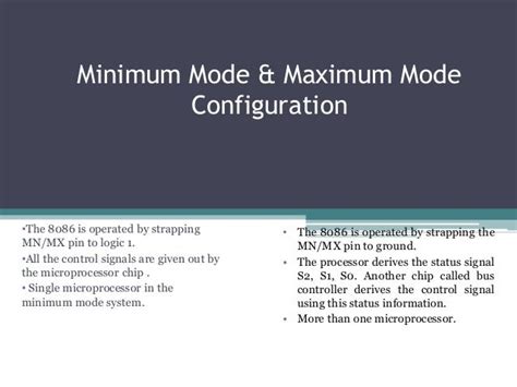 minimum mode and maximum mode configuration in 8086