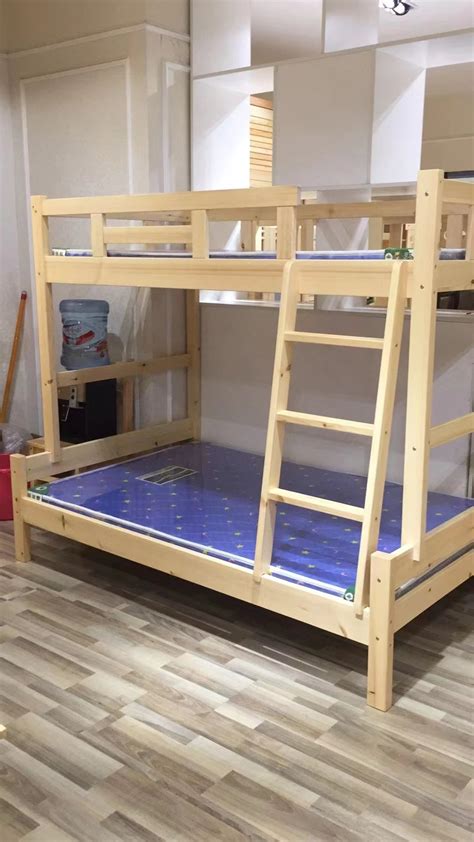 湖南厂家便宜直供松木上下铺床 双层床高低床 实木床橡胶木子母床 阿里巴巴