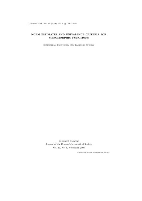 Pdf Norm Estimates And Univalence Criteria For Meromorphic Functions