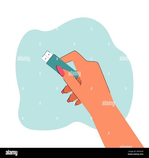 Female Hand Holding Memory Stick Flat Vector Illustration Stock Vector Image Art Alamy