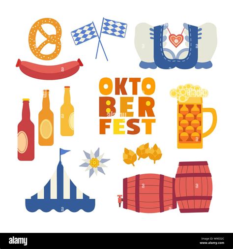 oktoberfest hand drawn flat color vector icons set stock vector image and art alamy