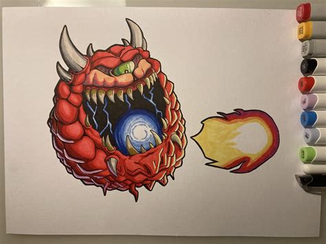 Cacodemon With Copic Markers R Doom
