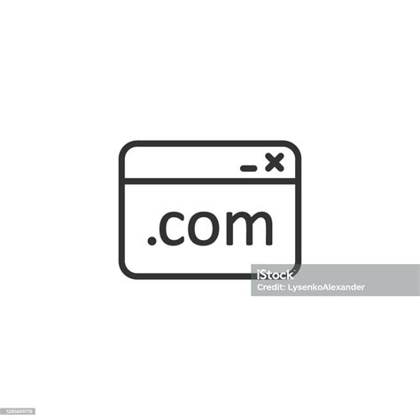 플랫 스타일의 웹 사이트 도메인 아이콘입니다 흰색 격리 된 배경에 Com 인터넷 주소 벡터 그림입니다 서버 비즈니스 개념입니다
