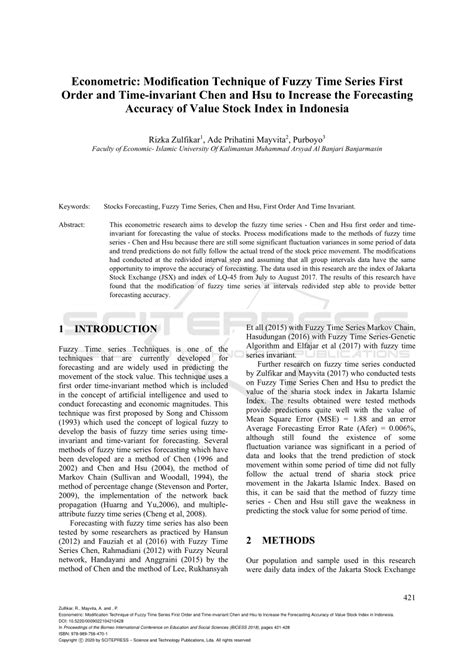 Pdf Econometric Modification Technique Of Fuzzy Time Series First