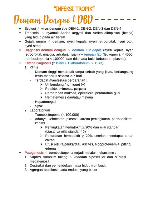 Infeksi Tropik Demam Dengue Dan Dbd Algoritma Tatalaksana Kriteria