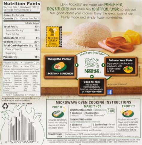 Lean Pockets Frozen Sandwiches Ham And Cheddar 2 Pack 9 Oz Kroger