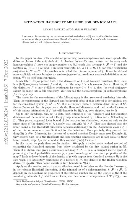 Pdf Estimating Hausdorff Measure For Denjoy Maps