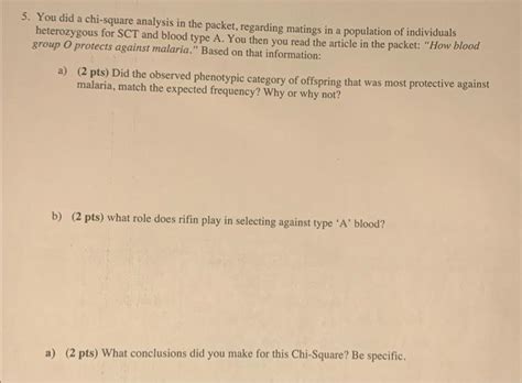 You Did A Chi Square Analysis In The Packet Chegg