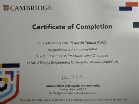 endurthi pujitha reddy on linkedin cambridgeenglish