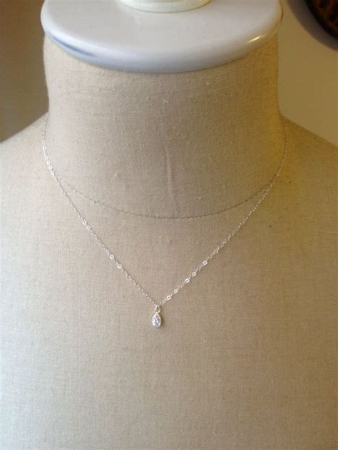 Solitaire Diamond Necklace Silver Diamond Necklace Diamond Necklace