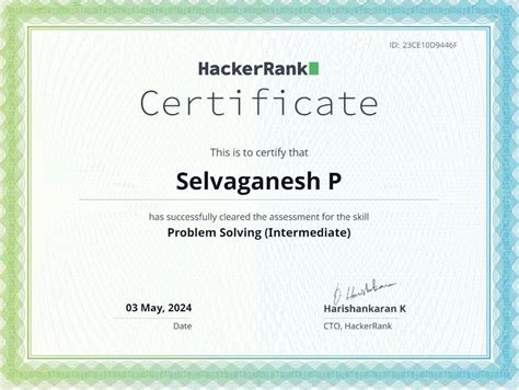 Selvaganesh P On Linkedin Hackerrank Problemsolving
