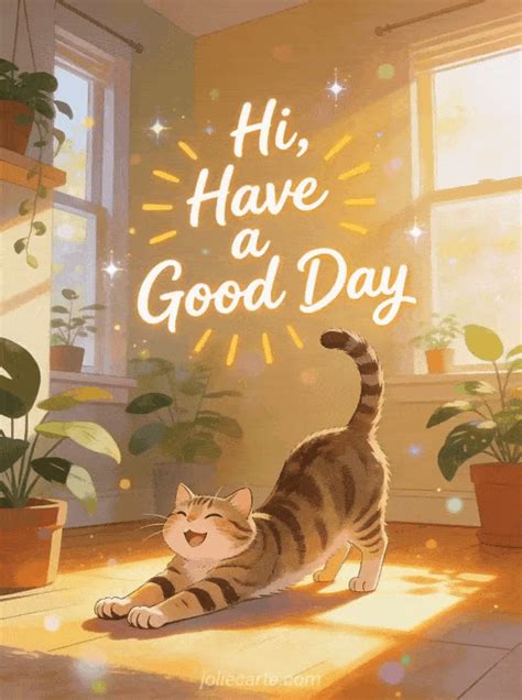 🐱 Hi Have A Good Day Cat Free Greeting Card Joliecarte 🐱 Hi Have A Good Day Cat Free Greeting Card Joliecarte
