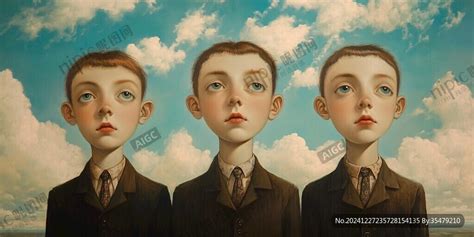 Ai创作图超现实卡通人物 莱特兄弟 孪生儿之一 超现实主义画家 超现实主义画派画家 阈限超现实 人的两面性 超现实主义画作 超现实主义图片 超