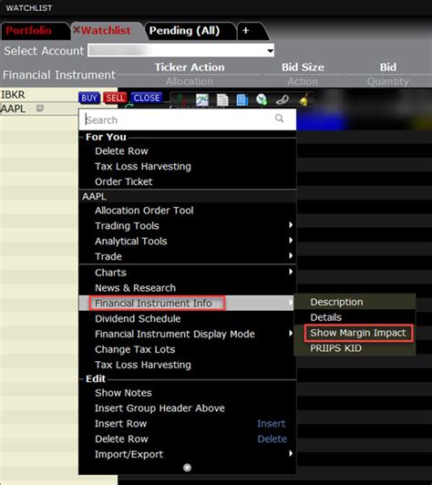 View Margin Requirements For A Position