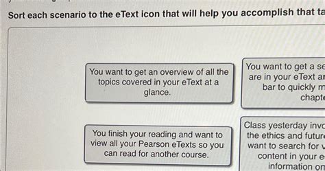 Solved Sort Each Scenario To The Etext Icon That Will Help