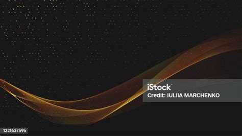 황금 빛 파도와 추상적 인 검은 배경 벡터 추상 광택 색상 골드 어두운 배경에 디자인 요소를 웨이브 벡터 그림입니다 템플릿 고급 디자인입니다 0명에 대한 스톡 벡터 아트 및