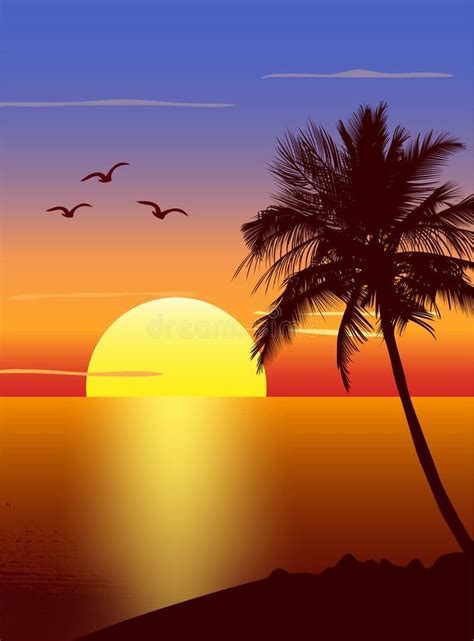 Palm Tree Sunset Clipart At Tansamarablog Blog