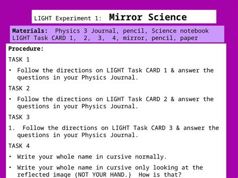 Ppt Physics3 Experiments Light Detailed Experiments On Light Waves Reflection Refraction