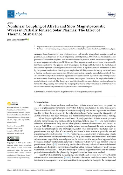 Pdf Nonlinear Coupling Of Alfvén And Slow Magnetoacoustic Waves In