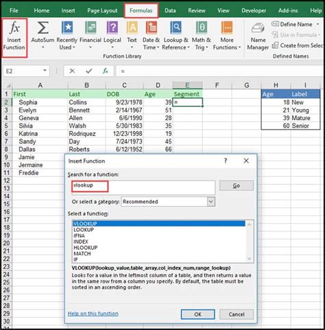 inserting vlookup function excel tutorials excel excel formula