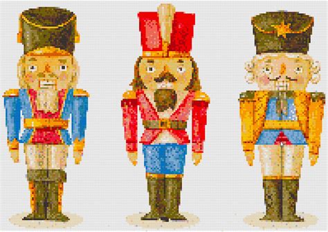 Nutcracker Cross Stitch Patterns 3 Nutcrackers Christmas Printable PDF Patterns Instant