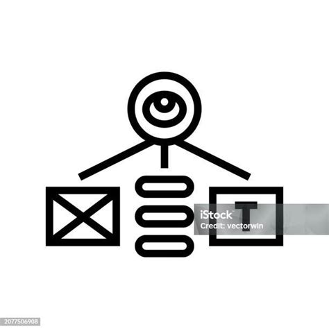 visual hierarchy ux ui design line icon vector illustration stock