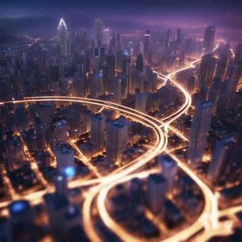 Premium Ai Image Smart City And Abstract Dot Point Connect With Gradient Line And Aesthetic