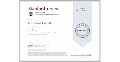 Karthik Pasupuleti On Linkedin Completion Certificate For Game Theory