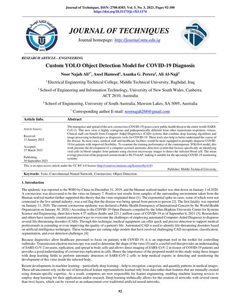 PDF Custom YOLO Object Detection Model For COVID 19 Diagnosis