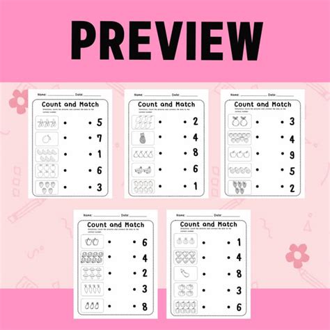 Count And Match Worksheet By Rainbow99 Creative Store Tpt