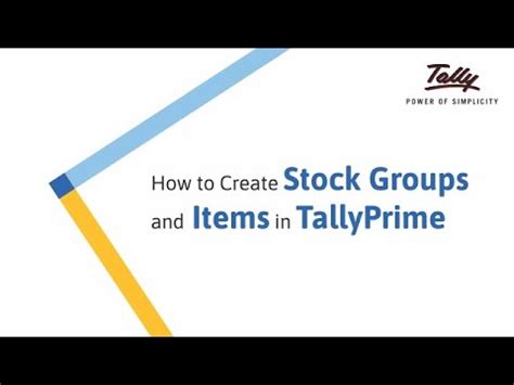How To Create Stock Groups Items In TallyPrime Tally Learning Hub YouTube