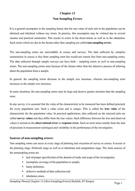 SOLUTION Chapter13 Sampling Non Sampling Errors Studypool