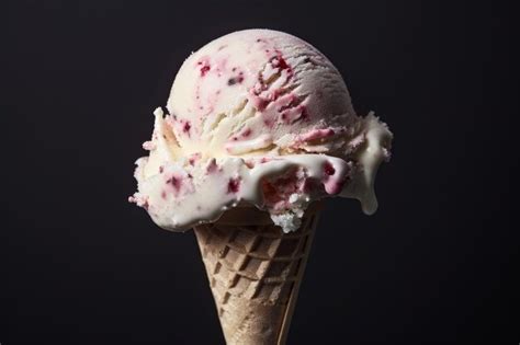 Vanilla Ice Cream In Cone Premium Ai Generated Image