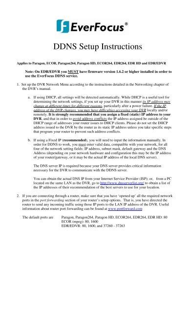 DDNS Setup Instructions Everfocus