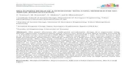 Pdf Multi Point Design Of A Supersonic Wing Using Modified Par Br S3 Sa