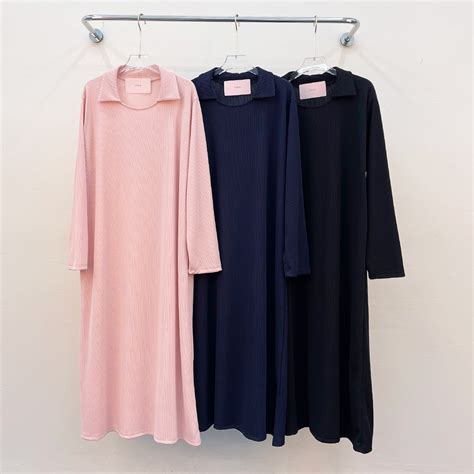 리리옷장 봄 솔리드 카라 라운드넥 키본 오버핏 롱원피스