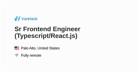 Sr Frontend Engineer Typescriptreactjs Vanhack
