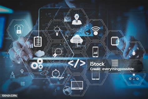 가상 아이콘 도표를 가진 현대 사무실에서 현대 노트북 컴퓨터 협력 사업 손 Html에 대한 스톡 사진 및 기타 이미지