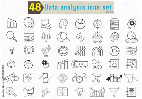 Data analysis icon set. Graphs, statistics,analysis, big data, growth ...
